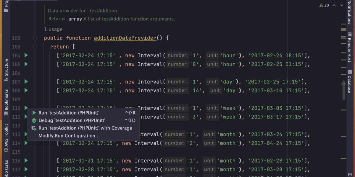 Running Specific Phpunit Data Provider Data Set With Phpstorm